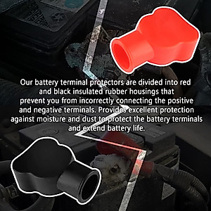 4PCS Battery Terminal Covers,Insulating PVC Battery Terminal Protector,Black&Red Marked Positive and Negative Car/Marine Battery Terminal Cover Kit