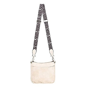 HAIBOLAN Women's Leopard Adjustable Guitar Strap Crossbody Leather Purse Shoulder Bag Bucket Cross-body Purse (A-Beige)