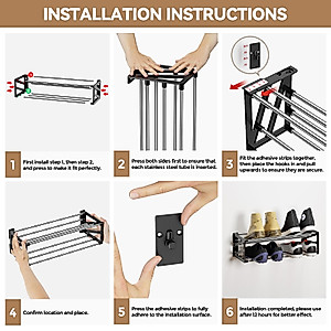 DEYILIAN 2 Pack Wall Mounted Shoe Rack for RV, Hanging Shoe Organizer with Sticky Hanging Mounts, Over the Door Shoe Organizer for Closet Camper Door Shoe Rack, Wall Shoe Rack, Wall Shoe Organization