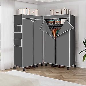 PUNION Garment Rack Cover Only Available for GR1 Clothes Rack, Dustproof Oxford Fabric Hanger Sleeve with Zipper, with Side Pocket, Grey