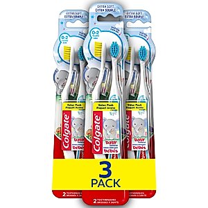 Colgate My First Baby and Toddler Toothbrush, Extra Soft Toothbrush, 6 Count