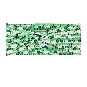 Budsmile 6 Pack St. Patrick's Day Headbands Green Shamrock Stretchy Hairbands for Women Sweat Wicking Workout Headband for Yoga Running Exercise Elastic Hair Accessories