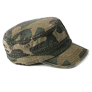 Nanwansu Unisex Military Army Hat Men Women Baseball Cap Flat Top Cap Adjustable Camo Cadet Cap