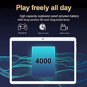 Tablet 10.1", All-New Fire 1GB+16GB Tablets Dual Camera HD Touchscreen Tablets PC, IPS HD Screen, 4000 mAh Long Battery Life, WiFi-Bluetooth Unlocked Phablet, Gift for Kids & Friends (Blue)