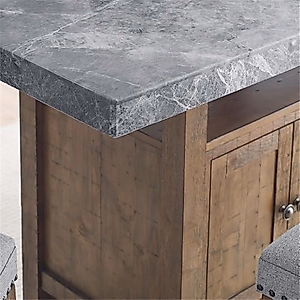 BOWERY HILL Transitional Gray Marble Counter 8-Piece Dining Set