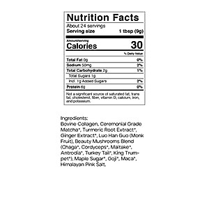 KROMA. Ceremonial Grade Matcha Latte, Green Tea Collagen Powder, Gluten Free Detox Tea, Coffee Substitute, Energy with Maca, Natural Caffeine, L-theanine, Mushrooms, Turmeric