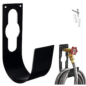 Ebliiny Garden Hose Hanger Wall Mount Heavy Duty Hose Holder Hook for 150ft 100ft 75ft 50ft Expandable Hose (Large, Black)