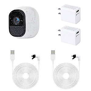 2Pack Power Cable for Arlo Pro and Arlo Pro 2, 16.4Ft/5m Weatherproof USB Cable, with Quick Charge 3.0 Power Adapter Continuously Charging Your Arlo Camera - by ALERTCAM