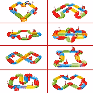 Toy Train Sets with Railway Tracks, 189 pcs Train Toys with Lights and Sounds, 3D Puzzles Long Train Track for Boys Girls 2,3,4,5,6,7 Years Old Birthday Train Toys Gift