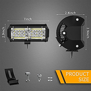 7 Inch LED Light Bar, 240W 24000lm LED Pod Lights for Tractors, LED Work Lights for Truck, Spot Flood Combo Beam Off Road Light Pods Fog Lights for Boat Trailer Pickup Car RZR ATV UTV RV, 6 Pack