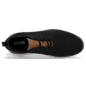 SVNKE Men's Casual Dress Oxfords Shoes Breathable Knit Leisure Fashion Sneakers Lightweight Comfortable Walking Shoes Black 11