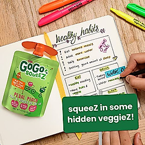 GoGo SqueeZ Fruit & VeggieZ Variety Pack, Pedal Peach and Boulder Berry, 3.2 oz (Pack of 20), Unsweetened Snacks for Kids, Gluten Free, Nut Free, Dairy Free, Recloseable Cap, BPA Free Pouches