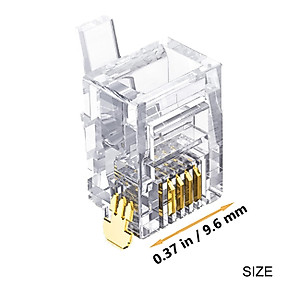 Hetjosee RJ11 Connectors 25 Pack 6P4C Plug Telephone Modular Plug Phone Jack Adapter Crimp End Telephone Cord Connector