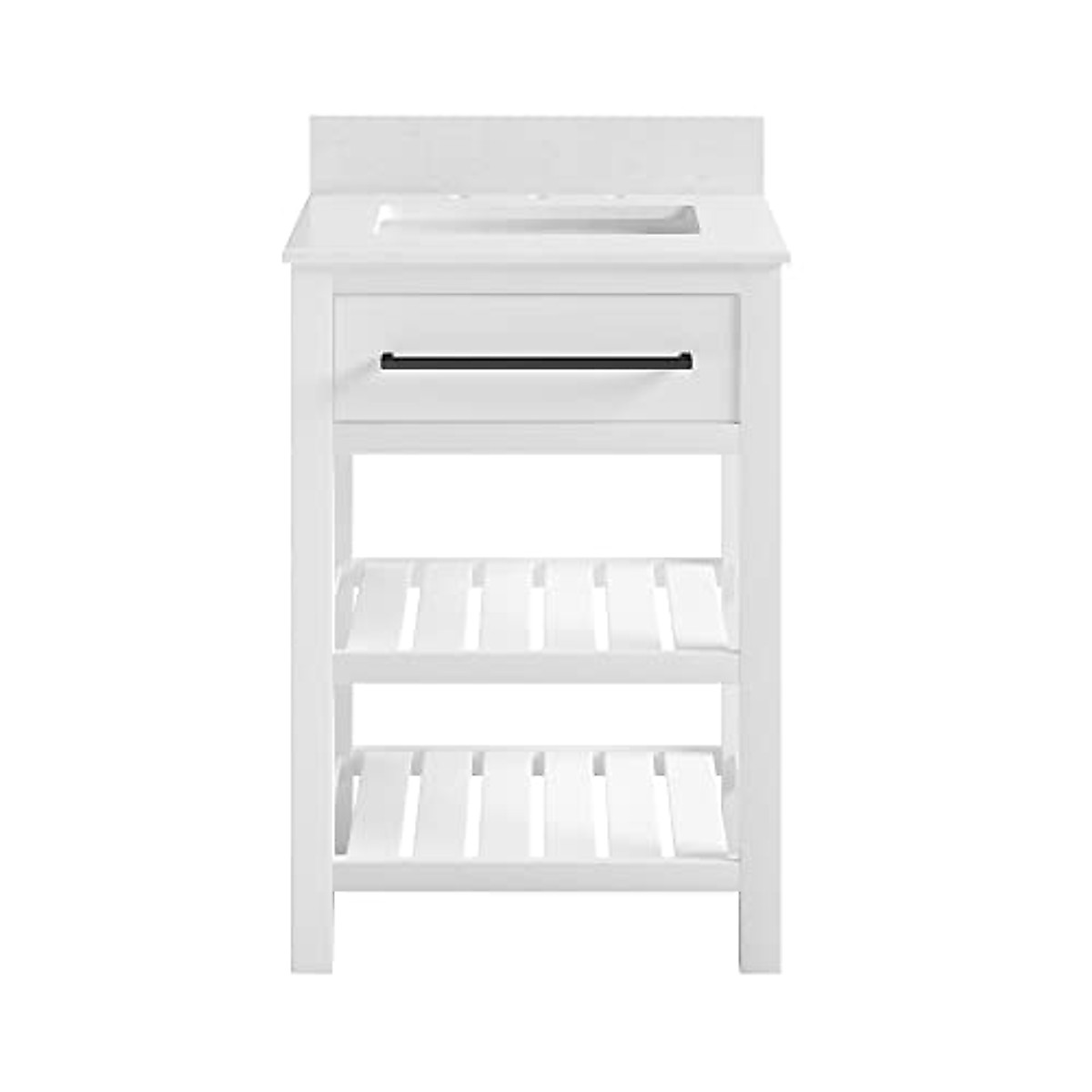 DHP Camden 24” Bathroom Vanity, White with Black Towel Rack