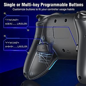 Switch Controller, Wireless Switch Pro Controller for Switch/Switch Lite/Switch OLED, Extra Switch Controller with Paddles, Programmable Switch Control Remote Gamepad with Back Buttons,Wake-up,Turbo