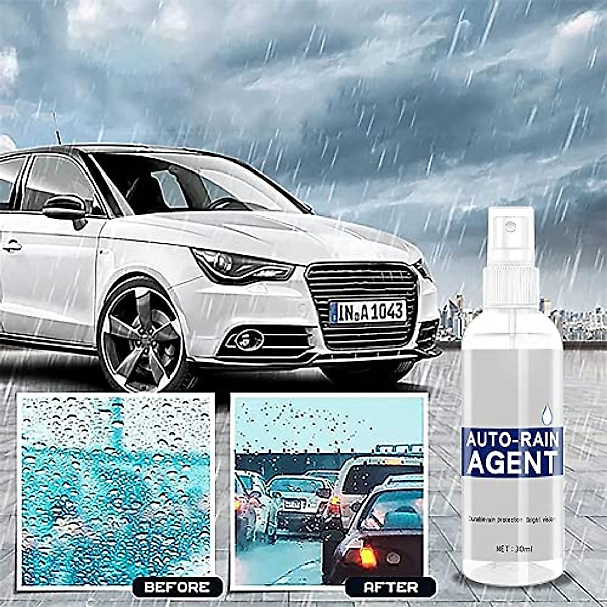 LaIzqIan 100ml Car Glass Waterproof Coating Agent - 2 Pcs Auto Glass Anti Fog Spray, Anti Fog Rain Repellent Spray Nano Rain Remover for Windows, Windshields, Mirrors, Shower Doors