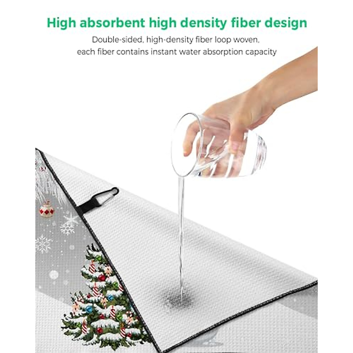 Golf Towel Christmas Tree Xmas Snowman Grey,Waffle Pattern Microfiber Club Cleaner Golf Towels with Carabiner Clip for Women Men Dad,Pine Needle Snowflake Golf Towel for Golf Bags Accessories,24x16in