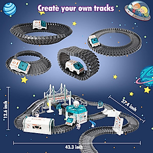wakeInsa Space Toy,Astronaut Toys,Toddler Train Set,Race Car Track with 2 LED Space Car,Toys for 3+ Year Old Boys and Girls,Space Gift for Kids Christmas and Birthday