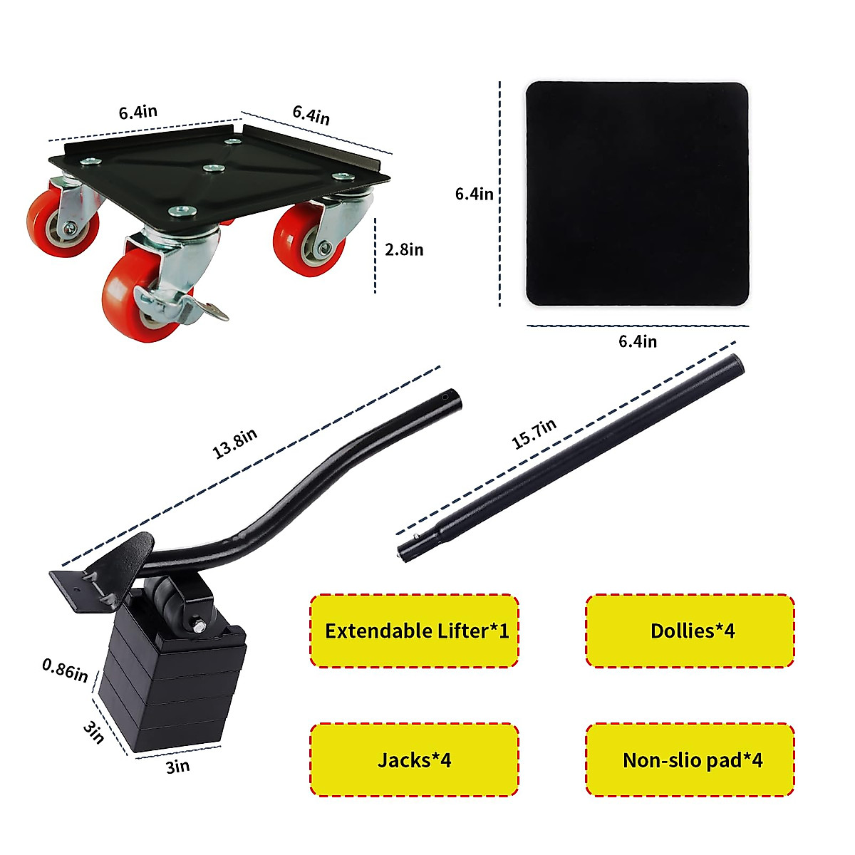 Furniture Movers with Wheels,Furniture Dolly 5 Wheels Heavy Duty,2200lbs/1000kg Load Capacity,Moving Wheels for Heavy Furniture Lift Mover Tool Set for Sofa,Fridge,Washing Machine SYMORIN