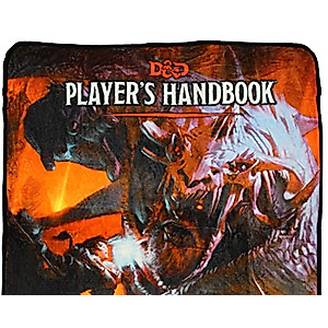 Bioworld Dungeons and Dragons D&D Player's Handbook Fifth Edition Design Plush Throw Blanket