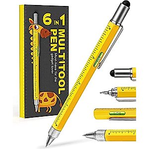 Stocking Stuffers Gifts for Men Dad-Multitool Pen Construction Tools, Pen Tool Gadget for Men Women,Gifts Ideas for Engineer Woodworkers Carpenter Stylus,Ruler,Level,Screwdriver,Ballpoint Pen 1 Pack