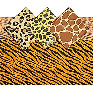 Animal Print Tablecloths for Jungle Safari Birthday Party (54x108 in, 4 Pack)