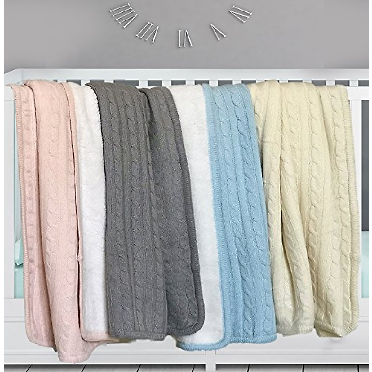 effe bebe Magnolia Cable Knit and Sherpa Baby Blanket 30"x40"(Petal Pink)