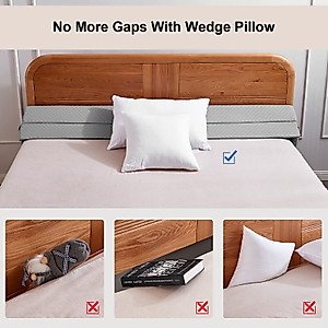 EUHAMS Queen Size Bed Wedge Pillow - Bed Gap Filler Mattress Wedge Headboard Pillow Close The Gap 0-7" Between Your Headboard and Mattress or Wall for Sleeping Backrest Pillow (60"x10"x6" Gray)