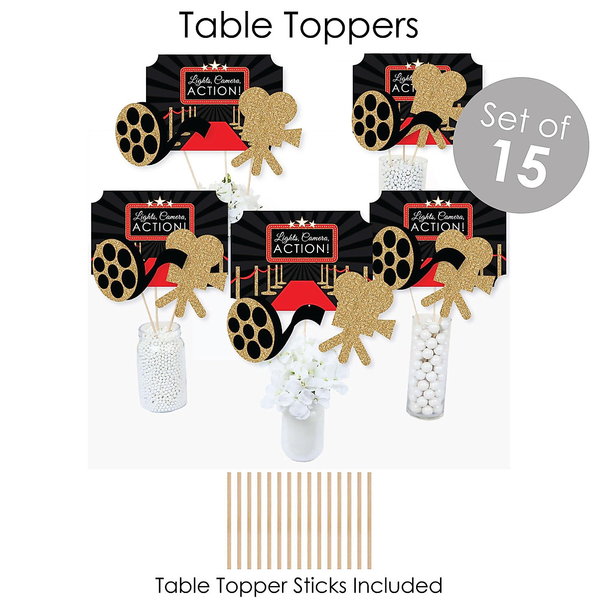 Big Dot of Happiness Red Carpet Hollywood - Movie Night Party Supplies - Banner Decoration Kit - Fundle Bundle