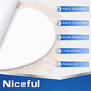Niceful Sacral Foam Dressing 9"x9", HSA FSA Eligible, Sacral Silicone Foam Dressing with Border Bed Sore Bandages for Large Wound, 5 Pcs