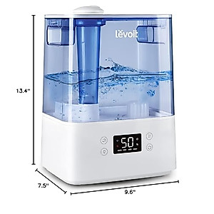 LEVOIT Humidifiers for Bedroom Large Room Home, Blue & Humidifiers for Bedroom Large Room Home, Smart Wifi Alexa Control, 6L Top Fill Warm and Cool Mist, White