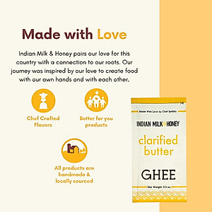 Original Grass-Fed Classic Ghee Butter by Indian Milk & Honey in Portable Packets, 0.5 Ounce (Classic Original Pack - 10)