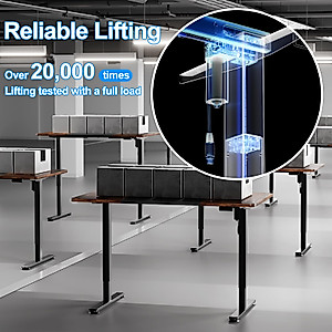 WOKA Electric Height Adjustable Electric Standing Desk, 55 x 28 Inch Sit Stand Desk with Memory Controllers, Stand up Desk for Home Office, Rustic Brown and Black Tabletop