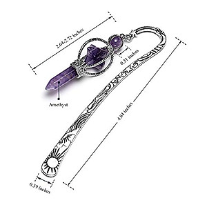 MANIFO Metal Amethyst Crystal Bookmark Healing Crystals Gemstone Pendant Charm Book Marker for Women Men