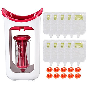 BORDSTRACT Reusable Baby Food Pouches, BPA Free Semi Solid Food Pouch Filling Station for Homemade Organic Baby Toddlers Kids Food (Red)