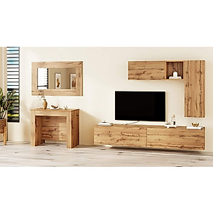 Mobili Fiver, Easy, Extendable Console Table with Extension Leaves Holder, 17,7(120,1) x35,4 in, Rustic Oak, for 4-12 People, Space-Saving Dining Table, Italian Furniture