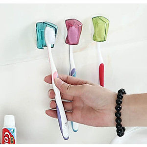 HLLMX 6 PCS Toothbrush Head Covers with Suction Cup Travel Toothbrush Head Covers Case Anti Dust Toothbrush Cover Great Protective Case for Home Travel Outdoor Camping