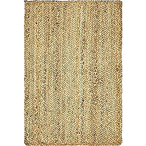 Unique Loom Braided Jute Collection Classic Quality Made Natural Hand Woven Area Rug (2' 0 x 3' 0 Rectangular, Natural)