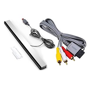2 in 1 Wii AV Cables Composite Audio Video Cable + Wii Sensor Bar Wii Wired Infrared Ray Sensor Bar Compatible with Nintendo Wii and Wii U