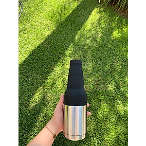 Stainless Steel Vacuum Insulated Double Walled Stainless Steel Cooler with Beer Opener 3 in 1 Beer Bottle and Can Cooler, 12 oz. Slim Can Insulator Holder (green)