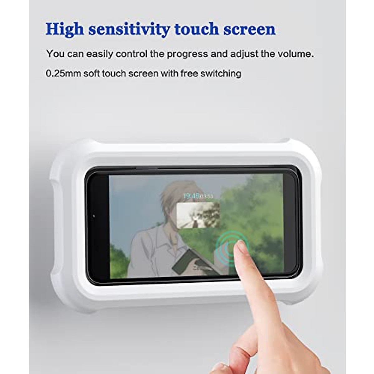 Waterproof Shower Phone Holder with 360° Rotation, Angle Adjustable, Wall Mounted Phone Holder for Bathroom Mirror Bathtub Kitchen, Up to 6.8 Inch (2 Pack)