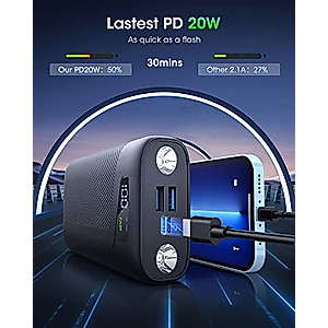 ONLYNEW Power Bank 32000 mAh Portable Charger: PD 20W Super Fast Charger with Powerful Flashlight - Black