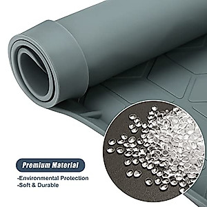 JOHAMOO Under Sink Mat Waterproof, 34" x 22" Silicone Kitchen Cabinet Liner, Bathroom Basin Cabinet Protector Drip Tray Gray