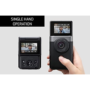 Canon PowerShot V10 Vlog Camera for Content Creators, 19mm Wide-Angle Lens, 1" CMOS sensor, 4K Video, Face-tracking, Built-in Microphone, Image Stabilization, Webcam, Live Streaming, Silver