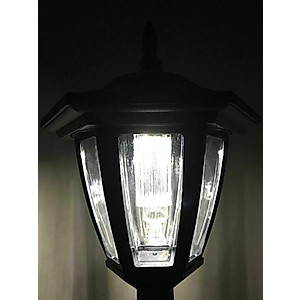 AFFORDABLE Outdoor Garden Set of 2 Solar Black Finish Color Hexagon 6"X6" Fence Post Cap Light with White SMD LEDs for 6"x6" Wood & PVC Fence Post