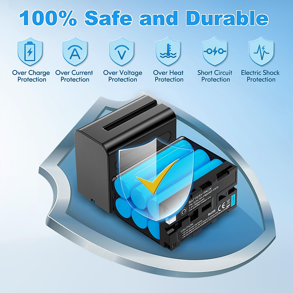 2 x 8800mAh Rechargeable NP-F970 Batteries and Charger, NP-F970 Battery Replacement for Camorder/Video Camera/ Handycams/Monitor/Light Ring, Dual NPF Battery Charger for NP-F970/770/570, FM50/70/90