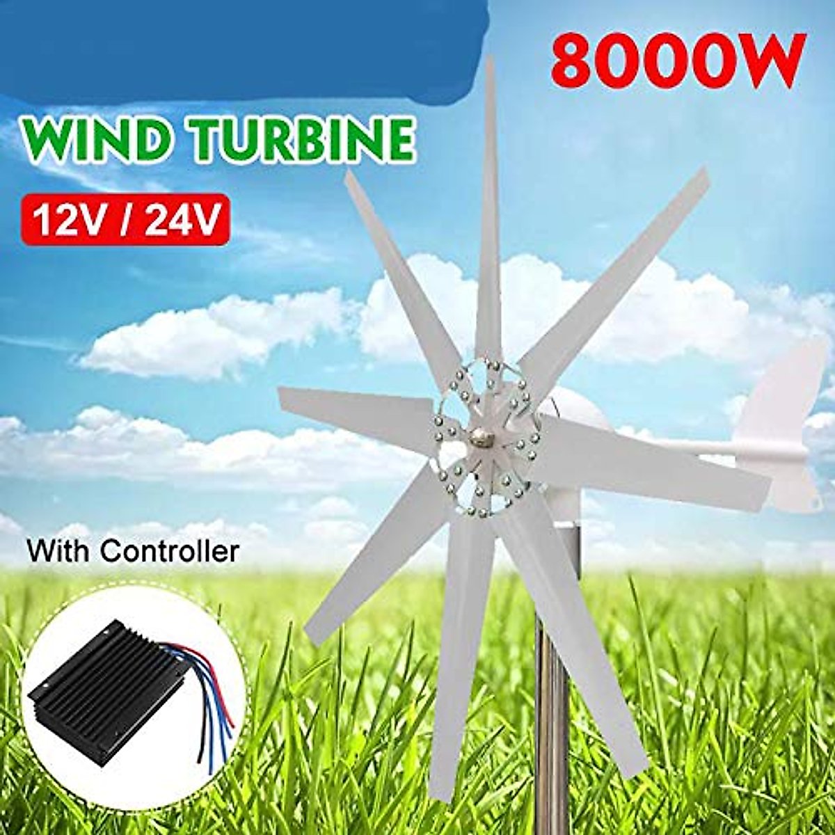 8000W Wind Turbines Generator Wind Generator, with Charge Controller Windmill Energy Turbines Wind Turbine Energy Generators,24v