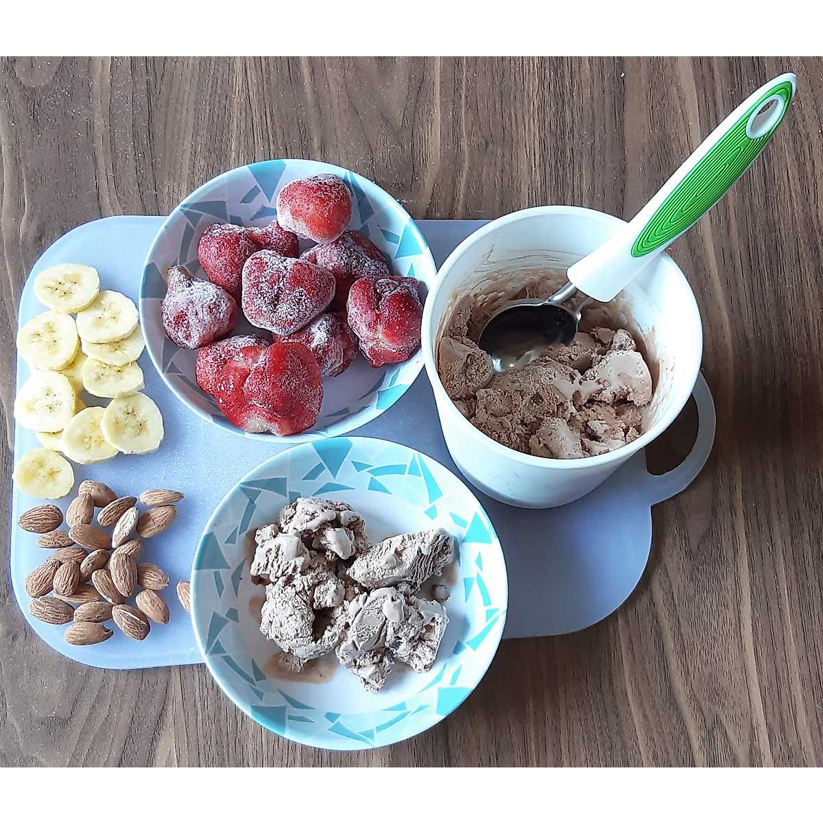 Ice Cream Freezer Storage Containers with Silicone Lids (3 Pack, 1- Quart Each) + 2 Serving Cups – Dishwasher Safe - Large Reusable BPA-Free Tub for Homemade Ice-Cream