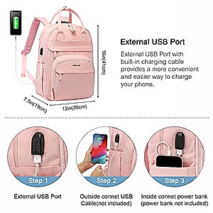 LOVEVOOK Laptop Backpack for Women, Travel Anti-theft Work Bag Business Computer Backpacks Purse College Bag, Casual Hiking Daypack with Lock, 15.6 Inch, Light Pink
