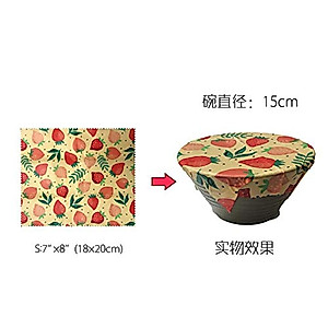 VOVOLO (Strawberry Print 3 Pack S/M/LReusable Beeswax Food Wraps Eco Friendly Wrappers Sustainable Plastic Free Food Storage Washable Bowl Covers Sandwich Wrappers